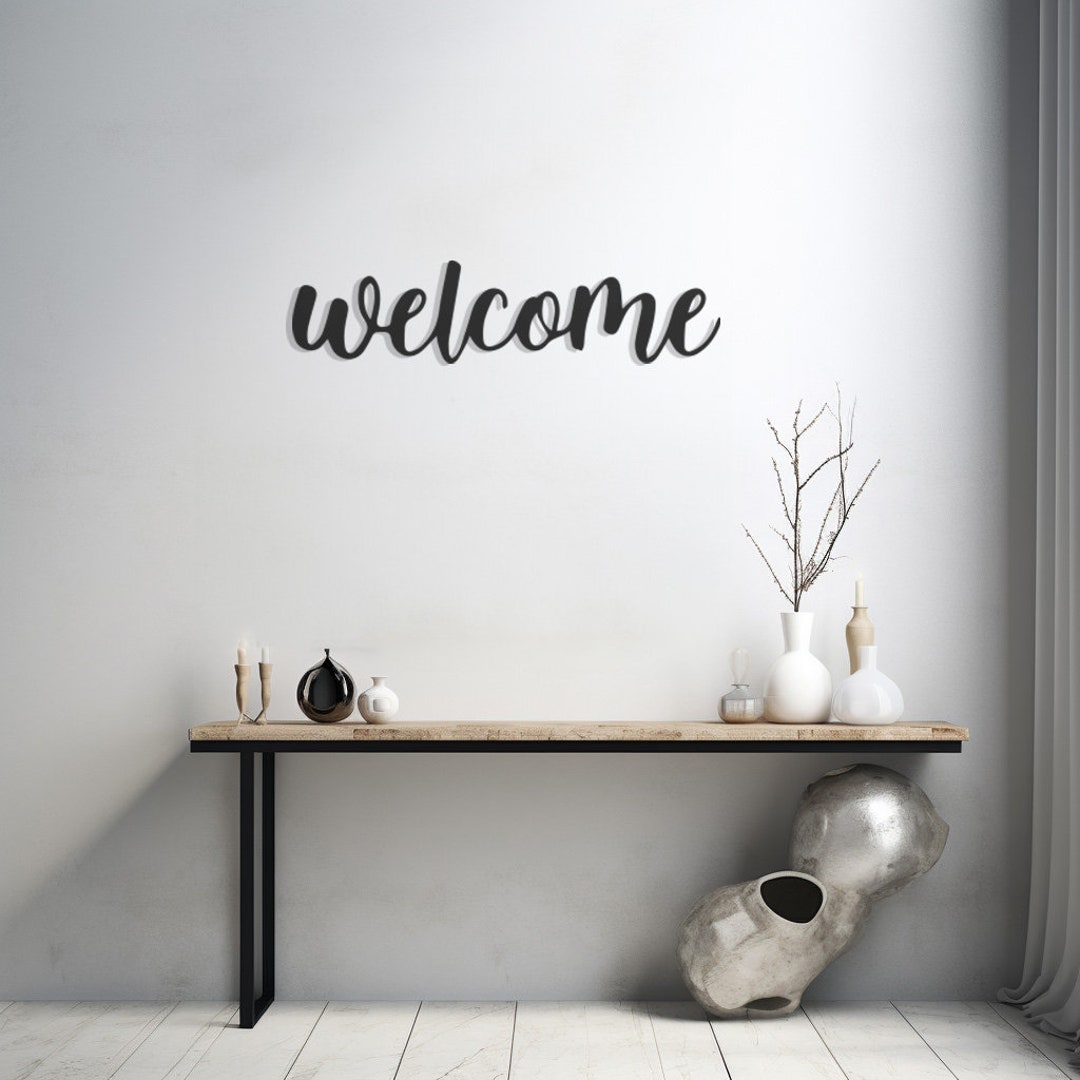 Welcome Metal Wall Art, Home Entrance Decor, Friendly Greeting Sign ...