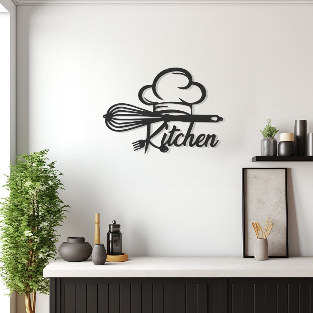 Kitchen Metal Wall Art, Cooking Enthusiast Gift, Chef Themed Artwork ...