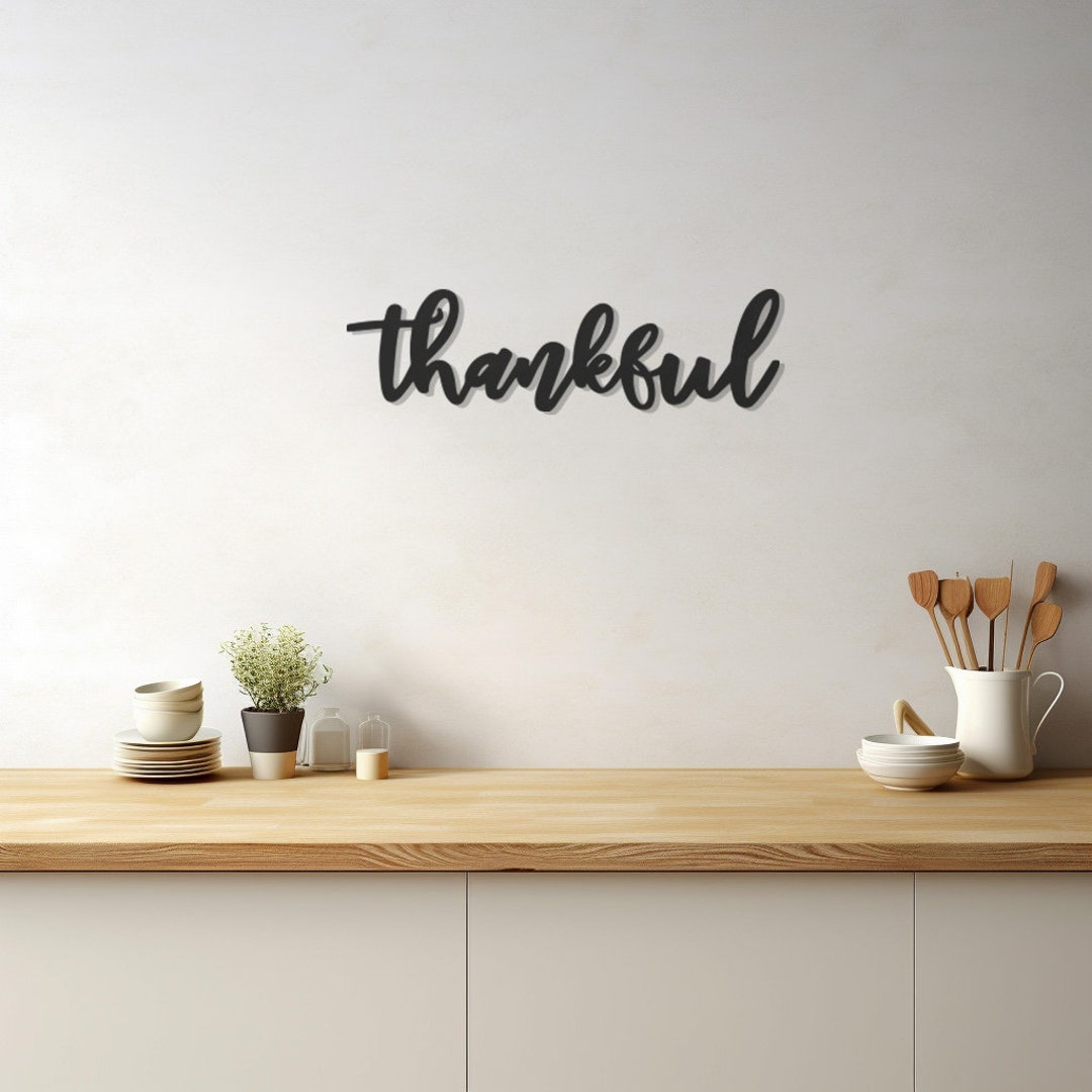 Thankful Metal Wall Art, Grateful Design, Inspirational Home Decor ...