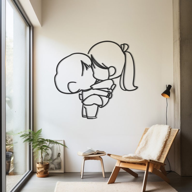 Love Themed Cute Couple Pattern Wall Decor, Romantic Valentine's Day ...