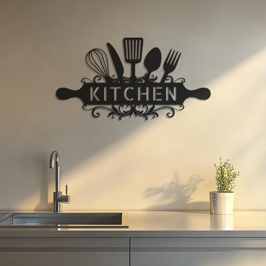 Kitchen Metal Wall Art, Kitchen Utensils Wall Decor, Unique Home Decor ...