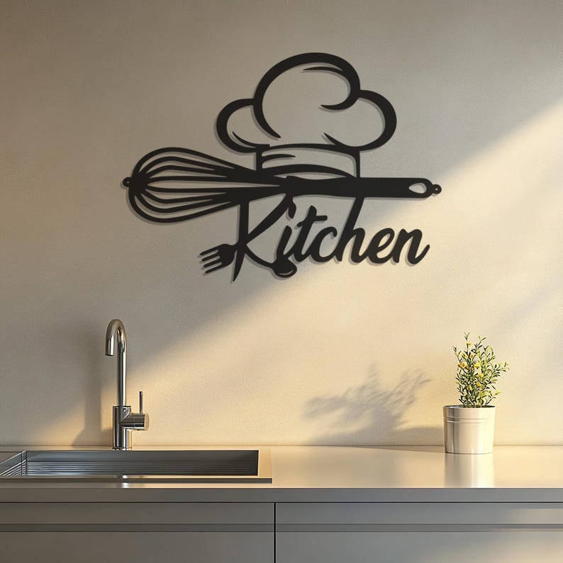 Kitchen Metal Wall Art, Cooking Enthusiast Gift, Chef Themed Artwork ...