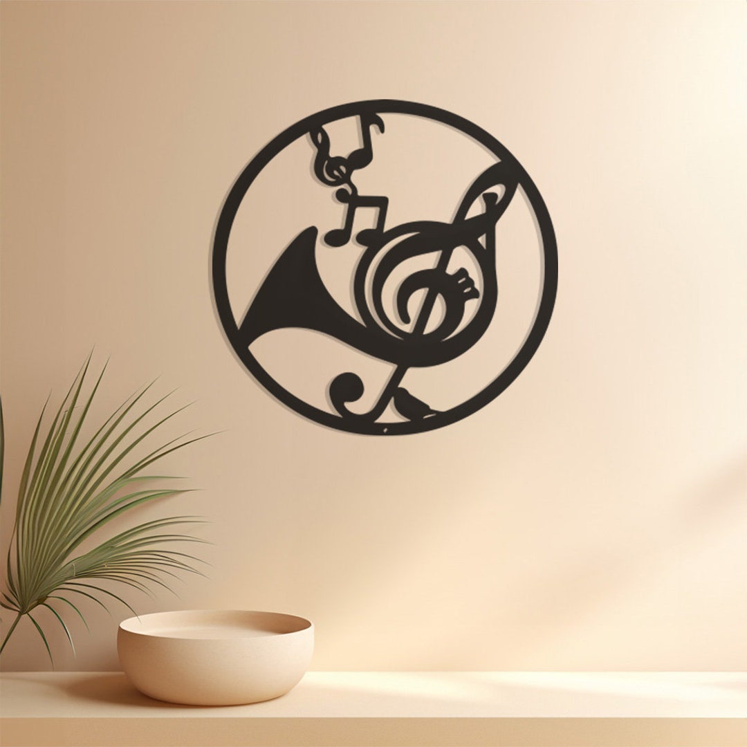 Music Themed Metal Wall Decor, Treble Clef Metal Design, Melodic Home ...