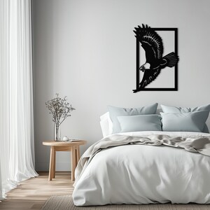Majestic Bird in Rectangular Frame, Contemporary Metal Wall Sculpture ...