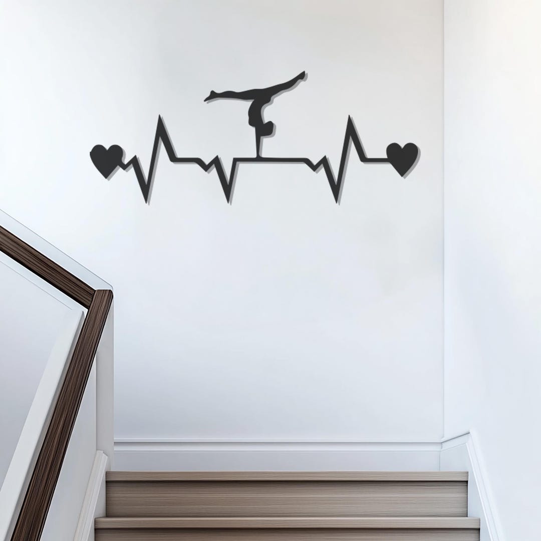 Heart Pulse Wall Art, Fitness and Meditation, Heart Home Decor ...