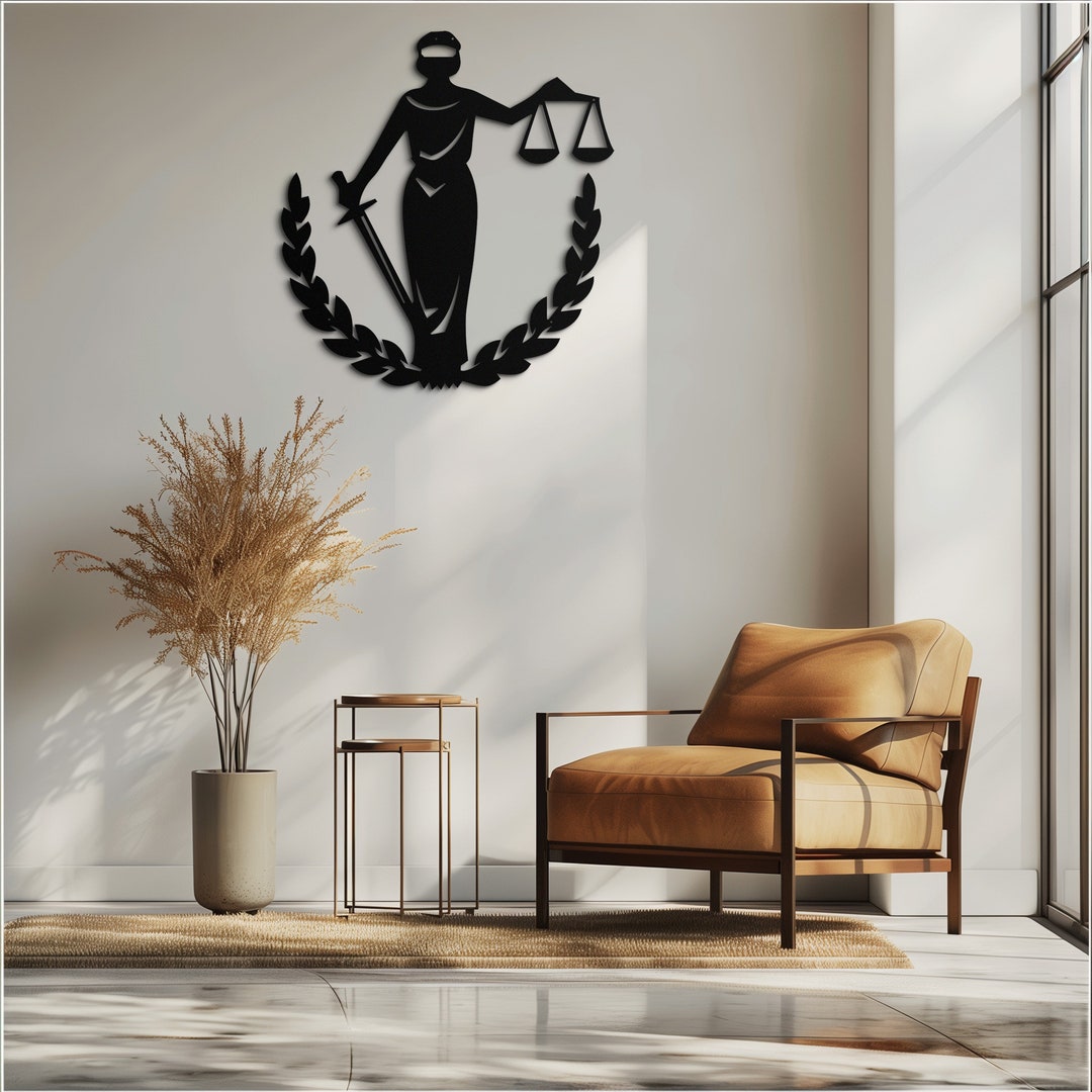 Lady Justice Metal Wall Art, Justice Design Decor, Elegant Legal Theme ...
