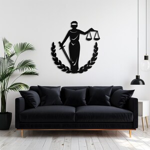 Lady Justice Metal Wall Art, Justice Design Decor, Elegant Legal Theme ...