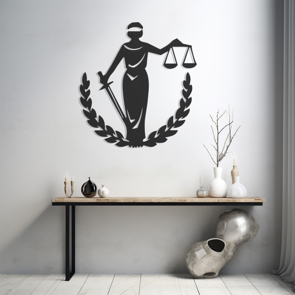 Lady Justice Metal Wall Art, Justice Design Decor, Elegant Legal Theme ...