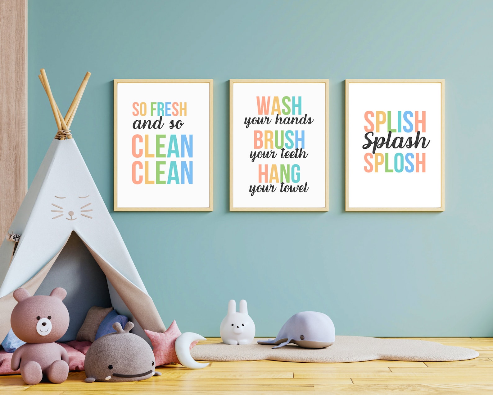 Kids Bathroom Wall Decor Boy and Girl Set Bathroom Art Print at Home ...