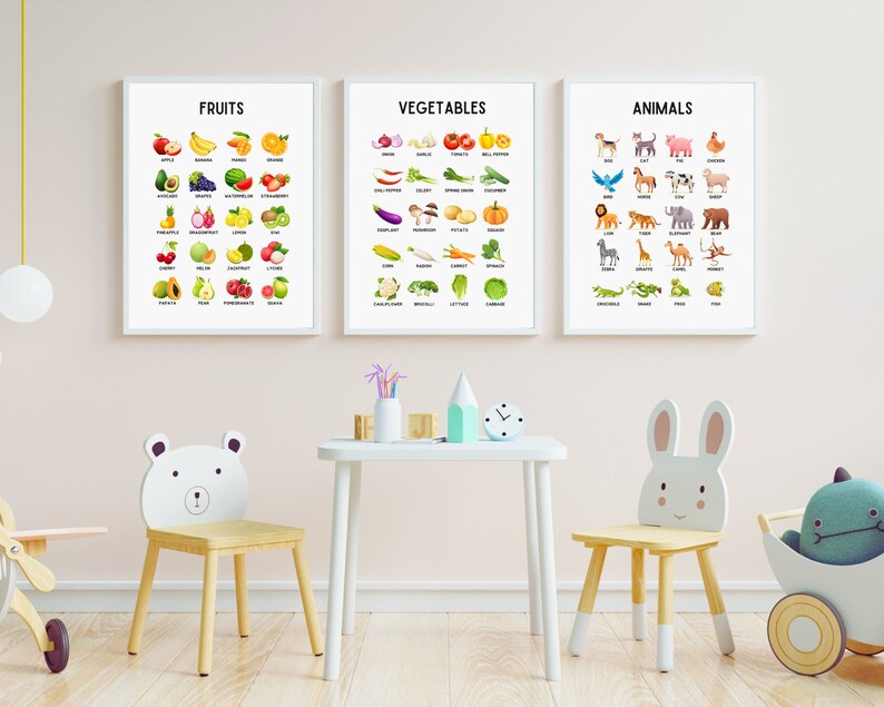 24 Educational Poster Kids Bundle, Digital Learning Charts Homeschool ...