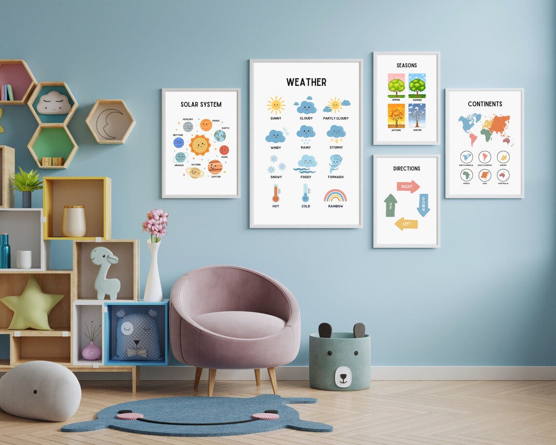 24 Educational Poster Kids Bundle, Digital Learning Charts Homeschool ...