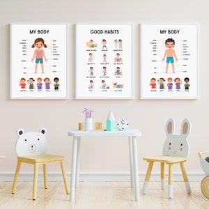 24 Educational Poster Kids Bundle, Digital Learning Charts Homeschool ...