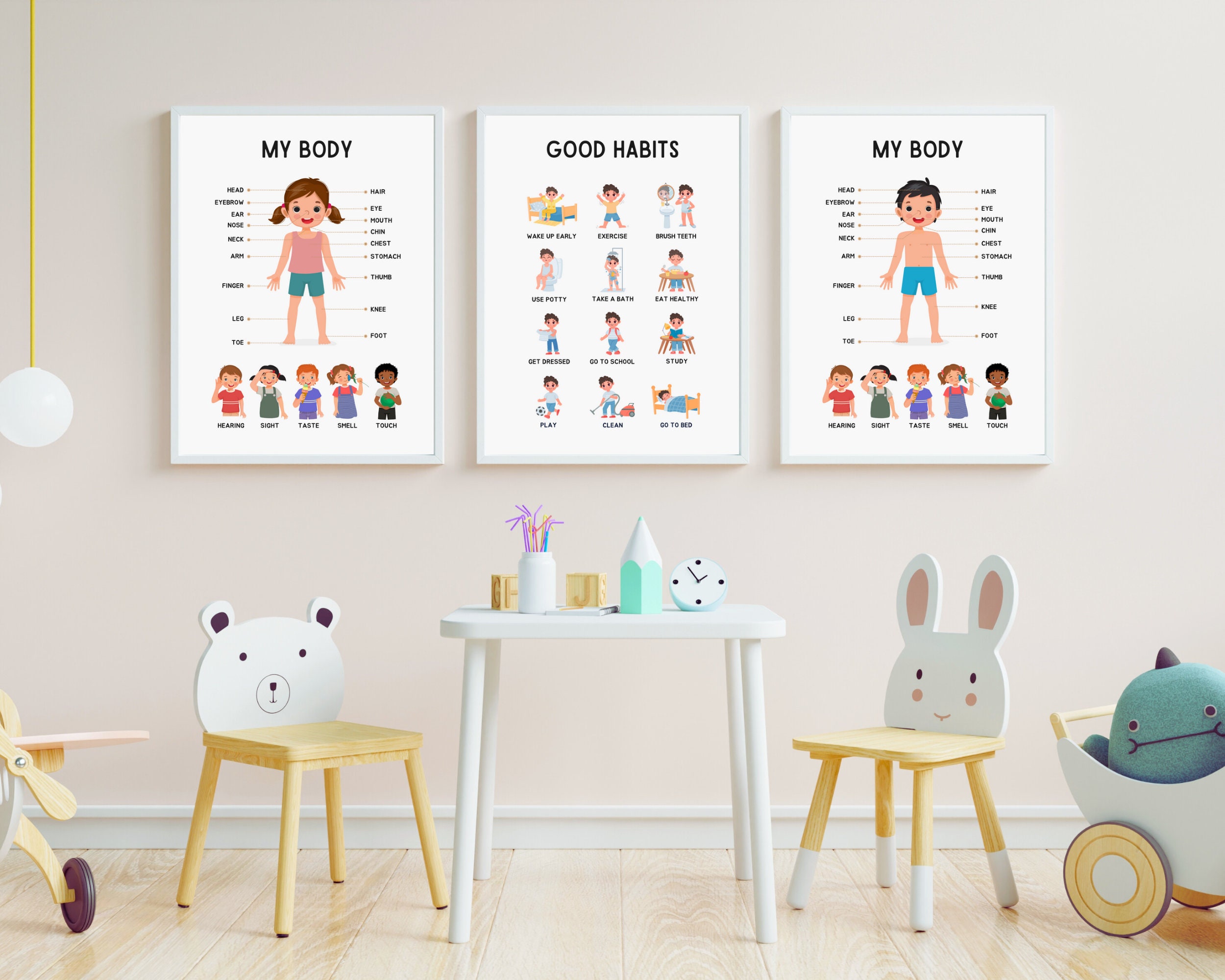 24 Educational Poster Kids Bundle, Digital Learning Charts Homeschool ...