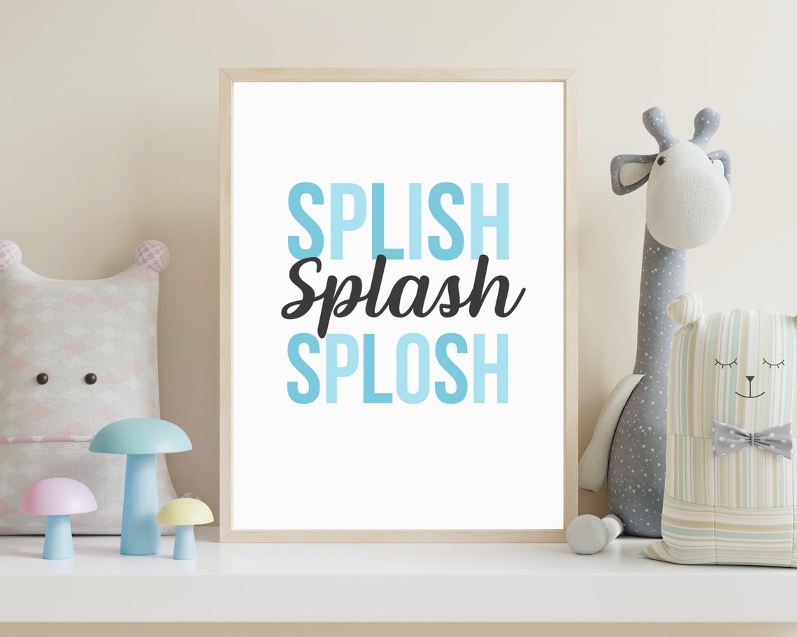 Kids Bathroom Wall Decor Boy and Girl Set Bathroom Art Print at Home ...