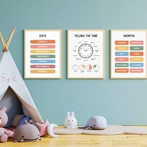 24 Educational Poster Kids Bundle, Digital Learning Charts Homeschool ...