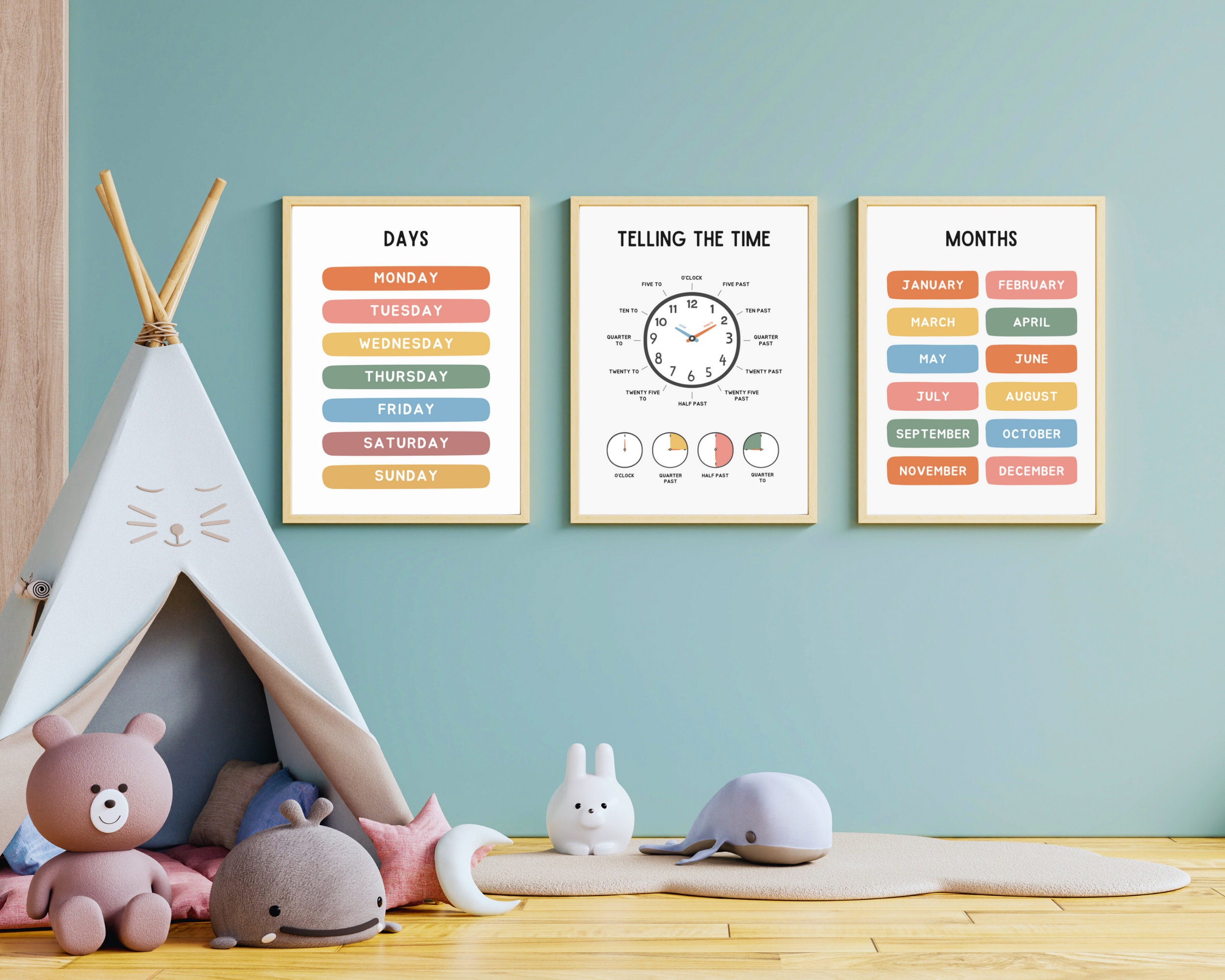 24 Educational Poster Kids Bundle, Digital Learning Charts Homeschool ...