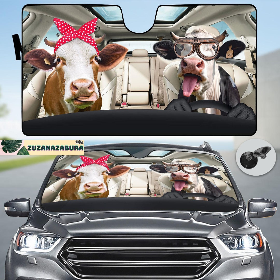 Cow Car Sunshade, Heifer Car Sun Shade, Cow Car Decoration, Heifer Sun ...