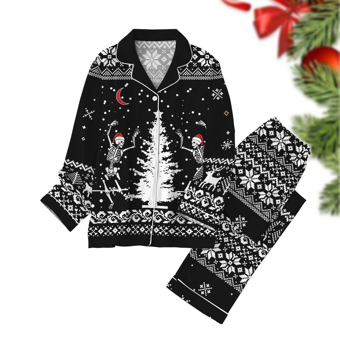 Christmas Dancing Skeletons Pajamas, Skull Pajamas Set, Skeleton ...