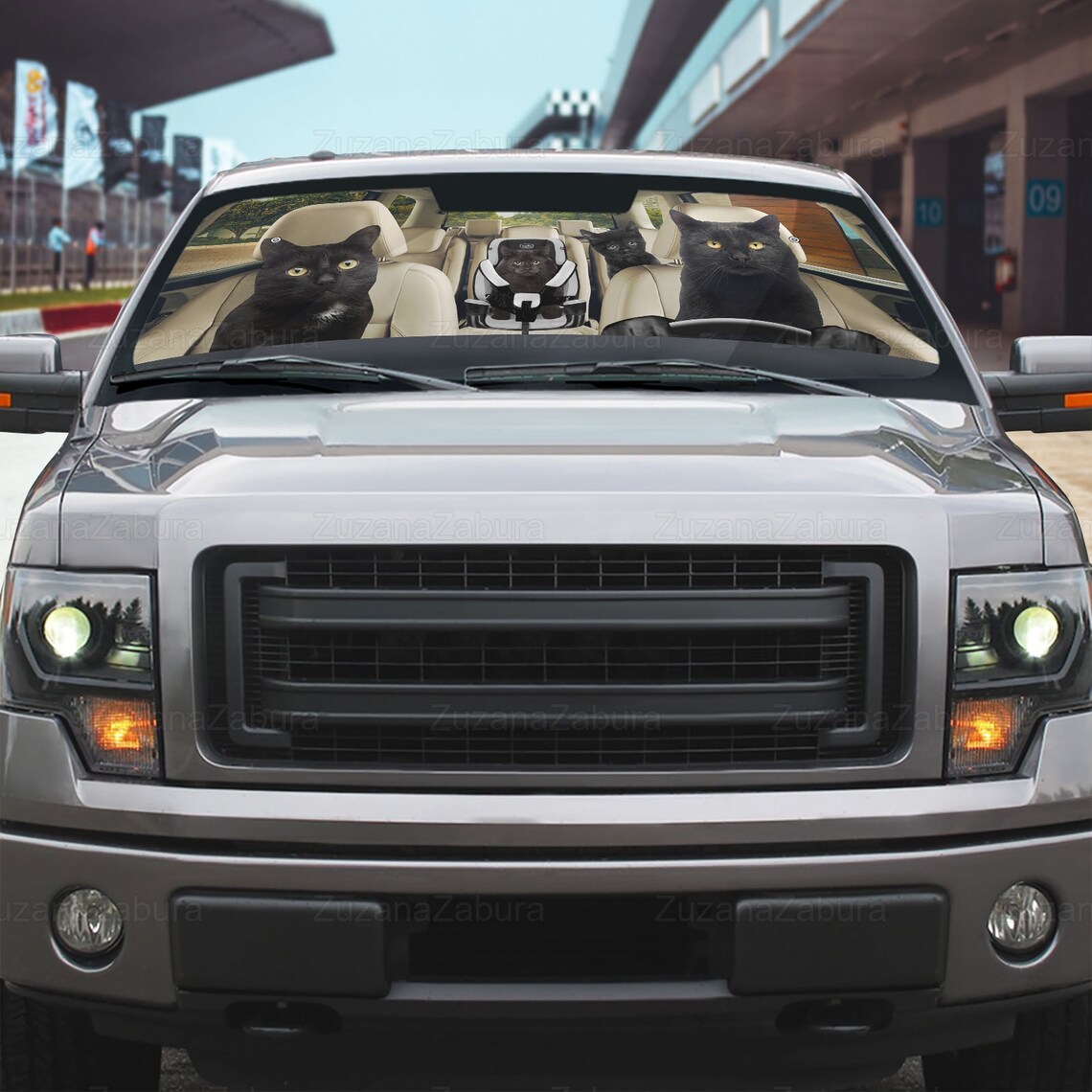 Black Cat Family Car Sun Shade Black Cat Auto Sun Shade - Etsy