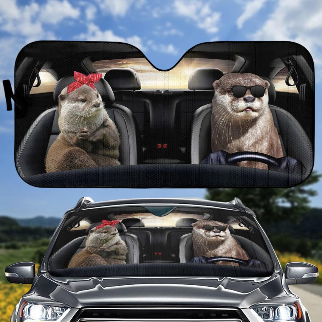 Otter Car Sunshade, Animal Car Sun Shade, Otter Car Decoration, Otter ...
