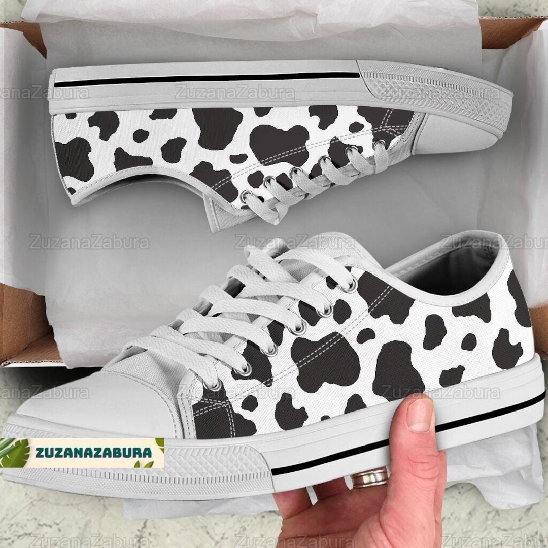 Dairy Cow Canvas Shoes, Dairy Cow Lowtop Canvas, Animal Shoes, Cow ...