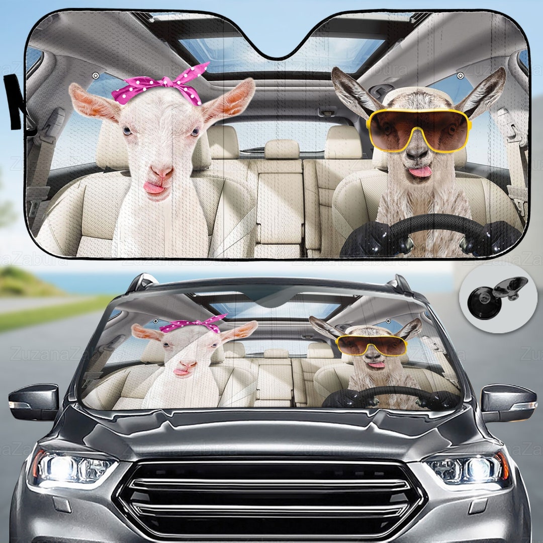 Goat Car Sunshade, Goat Auto Sun Shade, Goat Car Decor, Goat Sunshade ...