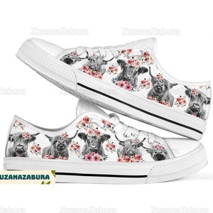 Highland Cow Canvas Shoes, Highland Cow Lowtop Canvas, Highland Cow ...