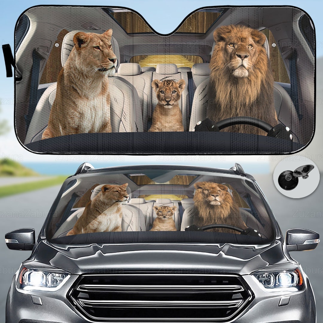 Lion Car Sun Shade, Lion Auto Sunshade, Lion Car Decoration, Lion ...