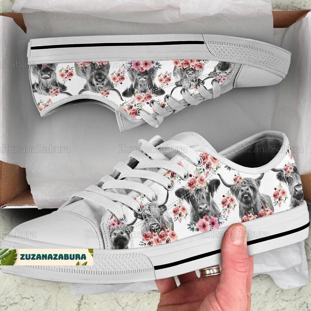 Highland Cow Canvas Shoes, Highland Cow Lowtop Canvas, Highland Cow ...