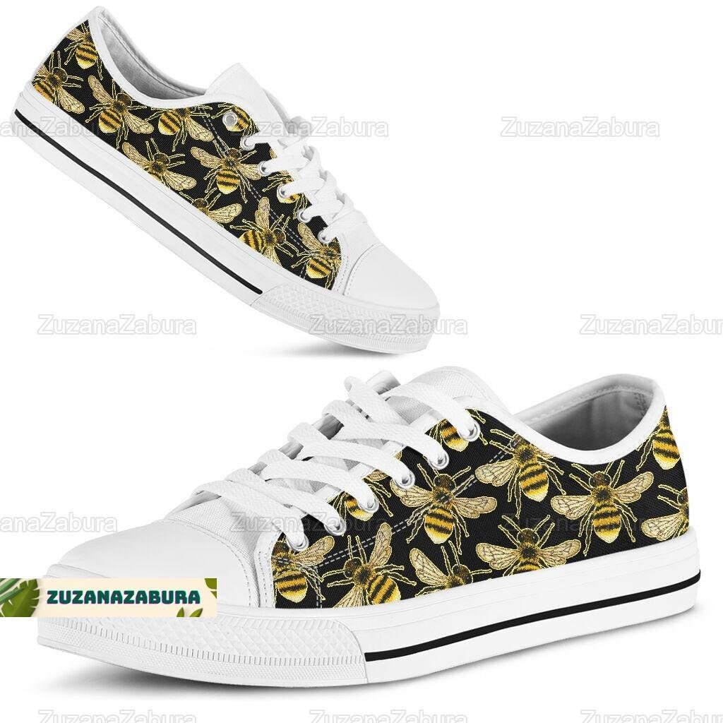 Bee Canvas Shoes, Bee Lowtop Canvas, Bee Shoes, Bee Sneakers, Bee Lover ...