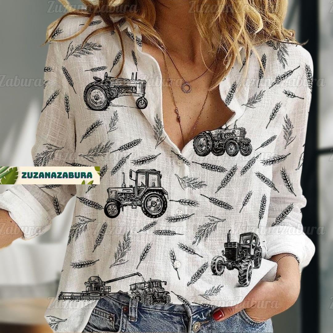 Tractor Linen Shirt, Tractor Shirt, Tractor Lover Shirt, Tractor Shirt ...