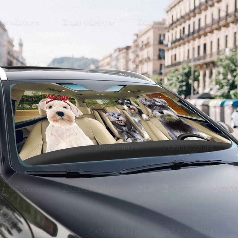 Schnauzer Car Sunshade, Dog Car Sun Shade, Schnauzer Car Decoration ...