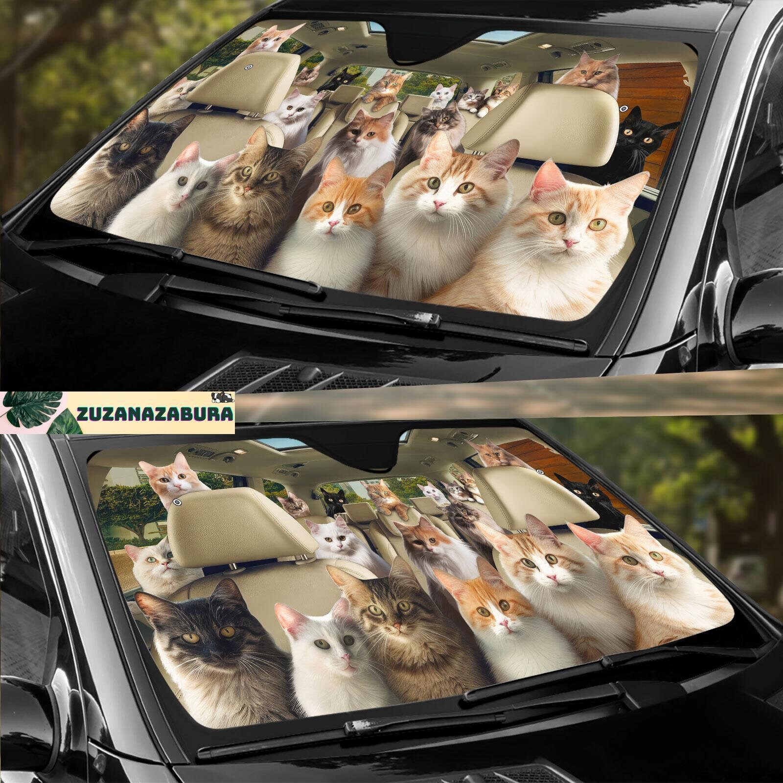 Funny Cat Car Sun Shade, Cat Car Accessories, Cat Car Decor, Cat ...