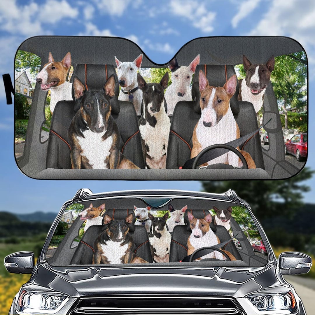 Bull Terrier Car Sun Shade, Bull Terrier Car Decor, Bull Terrier Car ...