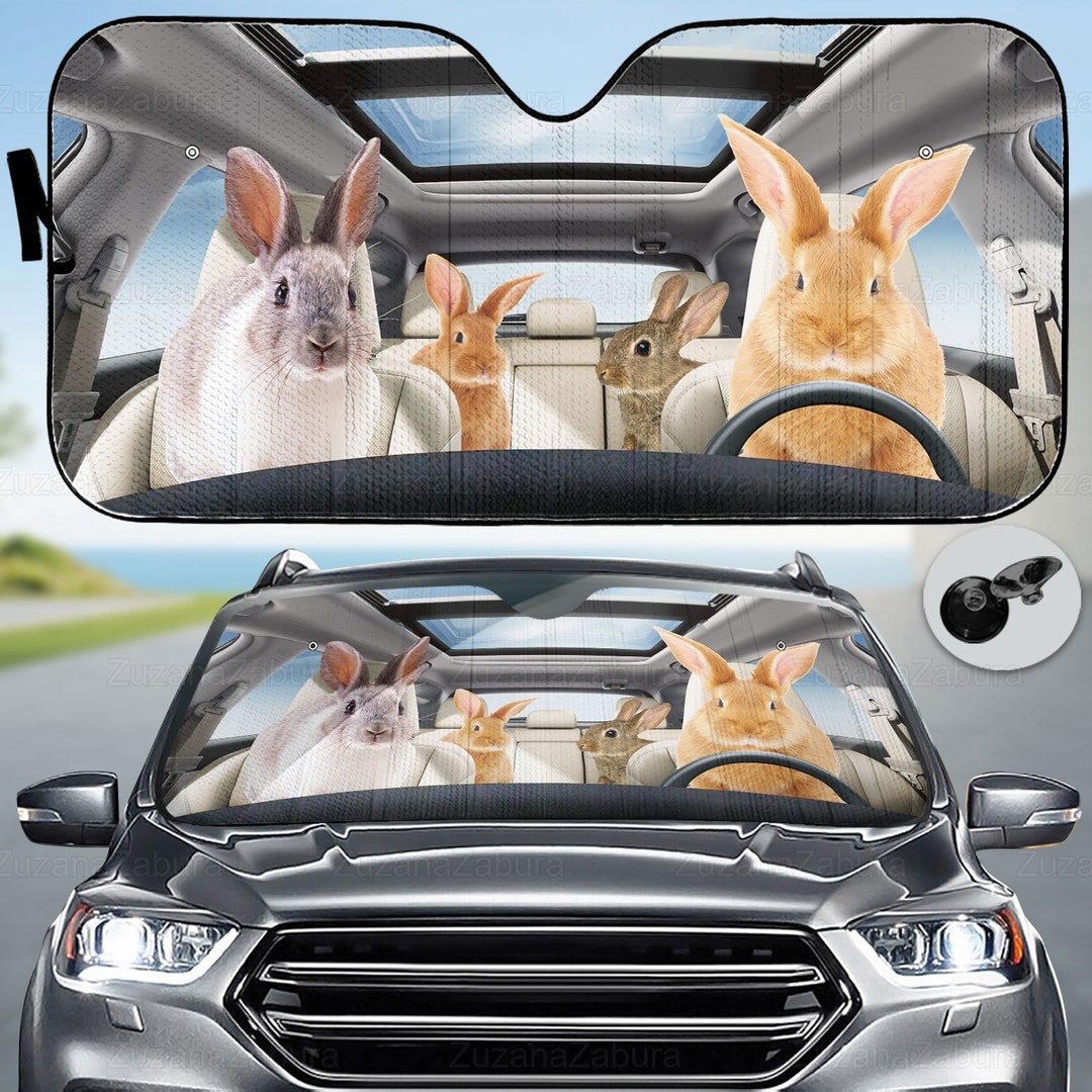 Rabbit Car Sun Shade, Rabbit Car Decoration, Rabbit Windshield Sunshade ...