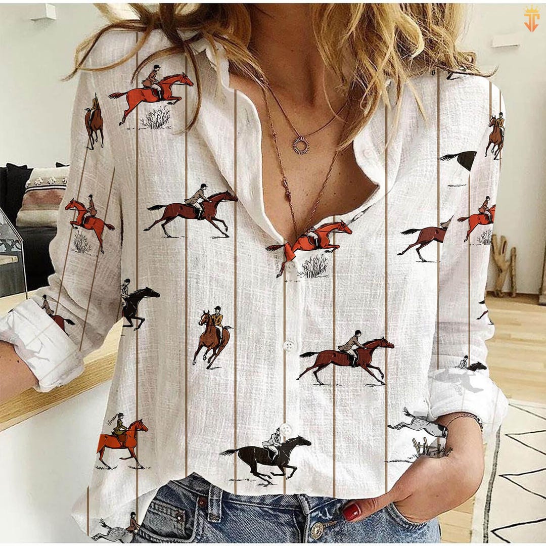 Horse Linen Shirt, Horse Western Linen Shirt Women, Gift for Women, Animal Lover Shirt ...