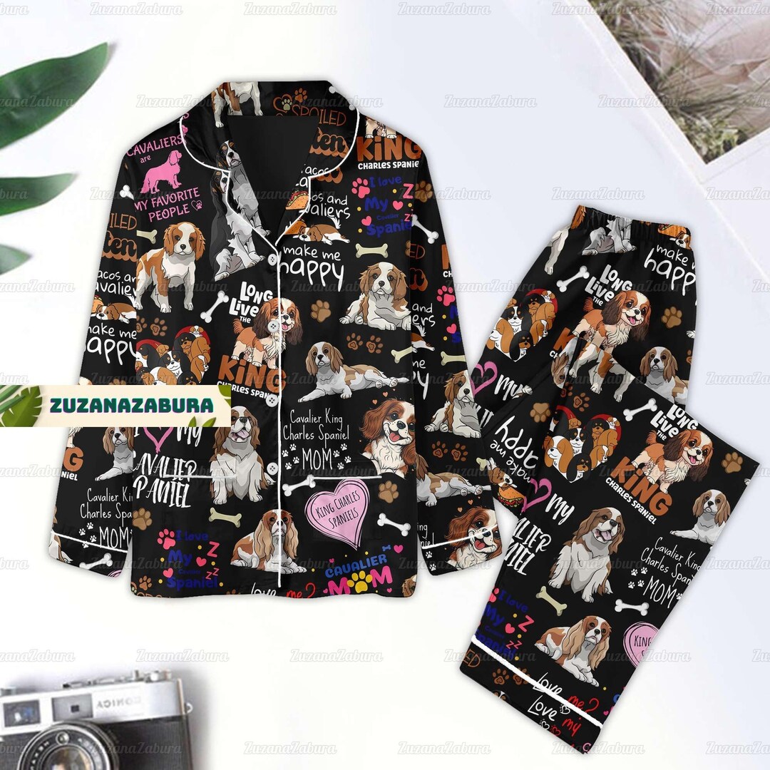 Cavalier King Charles Spaniel Pajamas Set, Spaniel Pajamas, Spaniel Dog ...