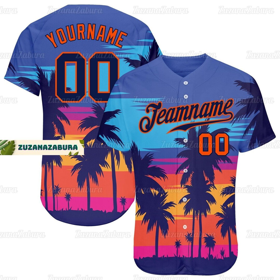 Personalized Team Name Number Tropical Baseball Jersey, Custom Name ...