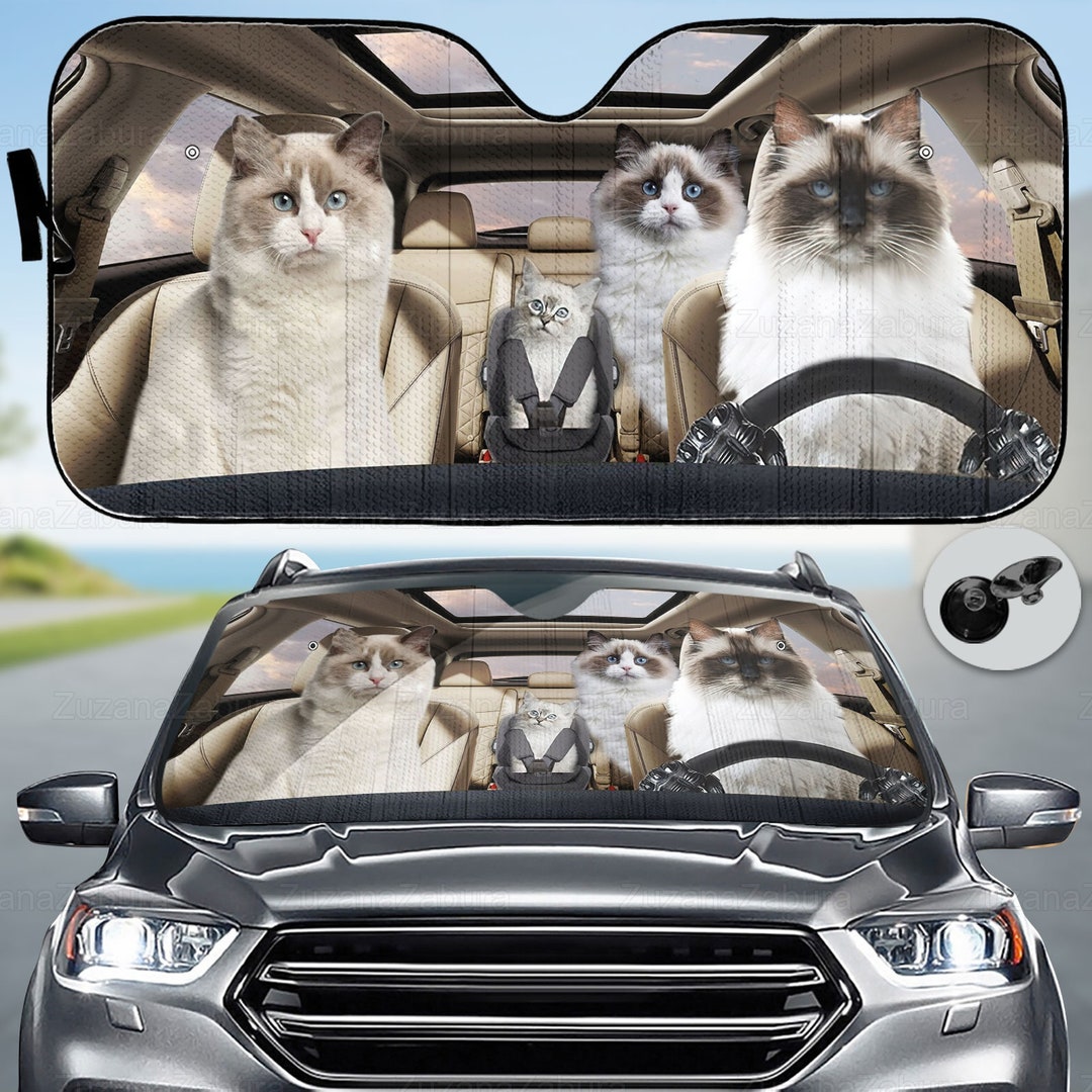 Ragdoll Car Sunshade, Ragdoll Cat Gift, Ragdoll Car Decor, Ragdoll Auto ...