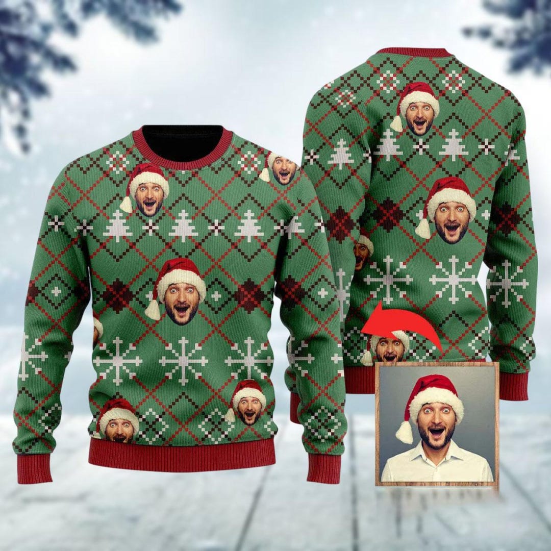 Custom Funny Face Ugly Sweater, Personalized Photo Xmas Sweater ...