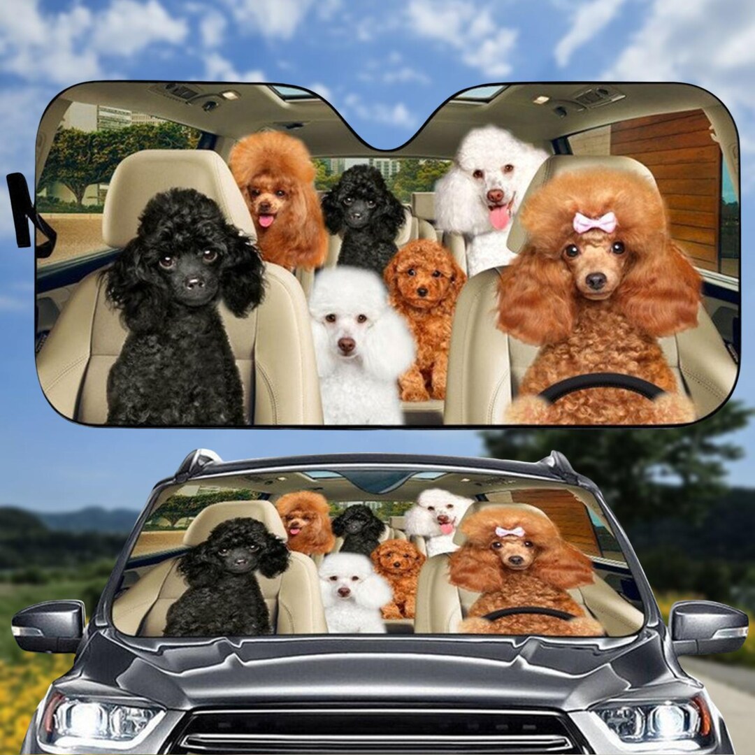 Poodle Car Sun Shade, Poodle Auto Sun Shade, Poodle Car Windshield ...