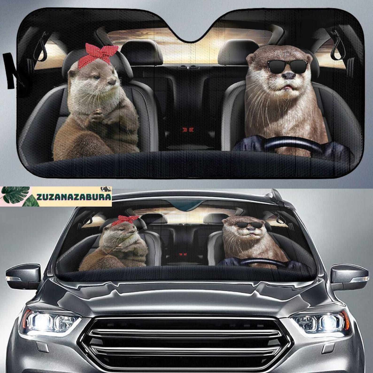 Otter Car Sunshade, Animal Car Sun Shade, Otter Car Decoration, Otter ...