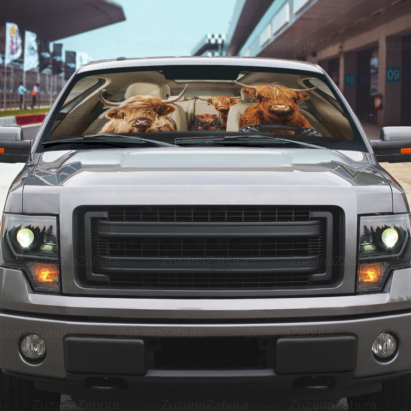 Highland Cow Car Sun Shade, Funny Cow Sunshade, Cow Car Windshield, Cow ...