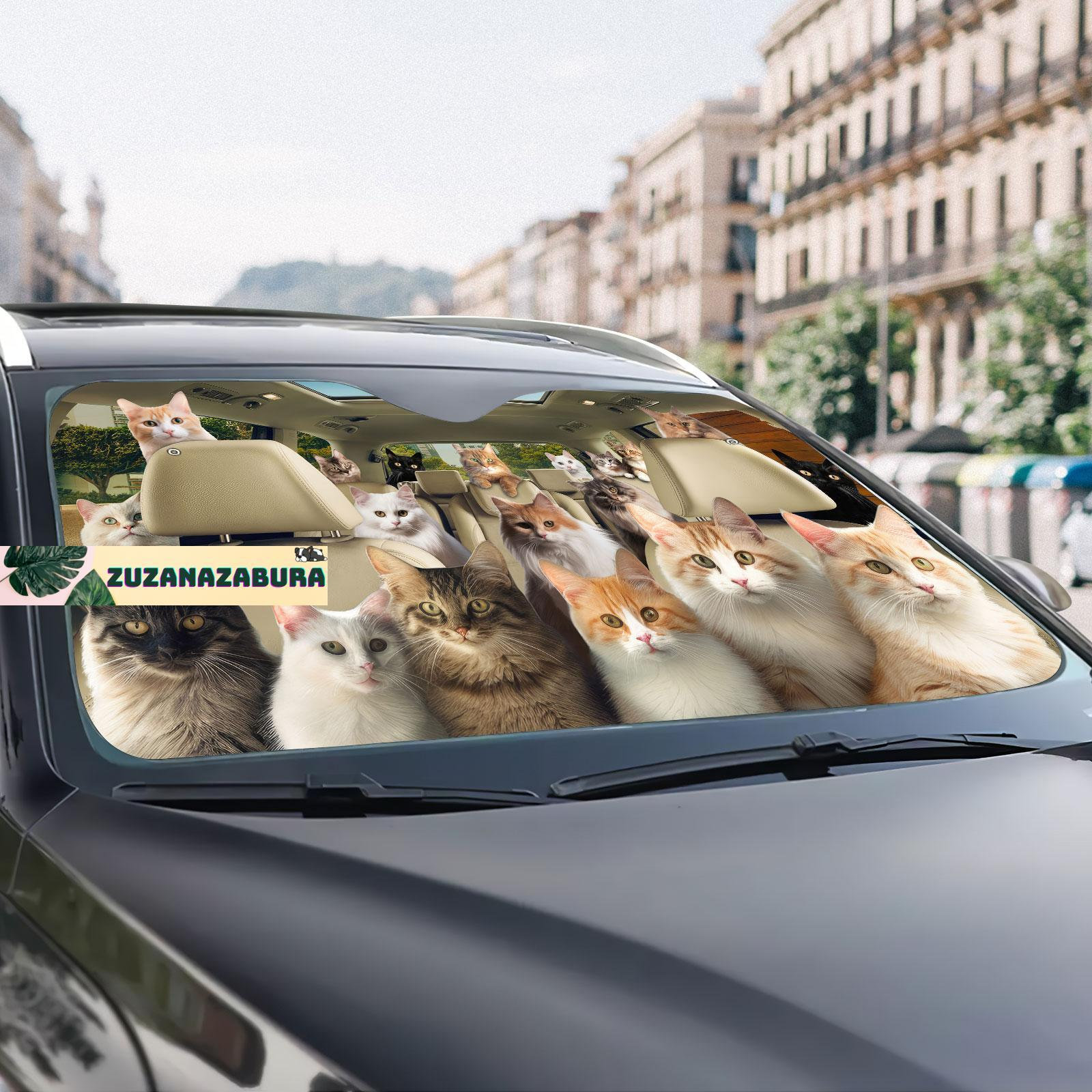 Funny Cat Car Sun Shade, Cat Car Accessories, Cat Car Decor, Cat ...