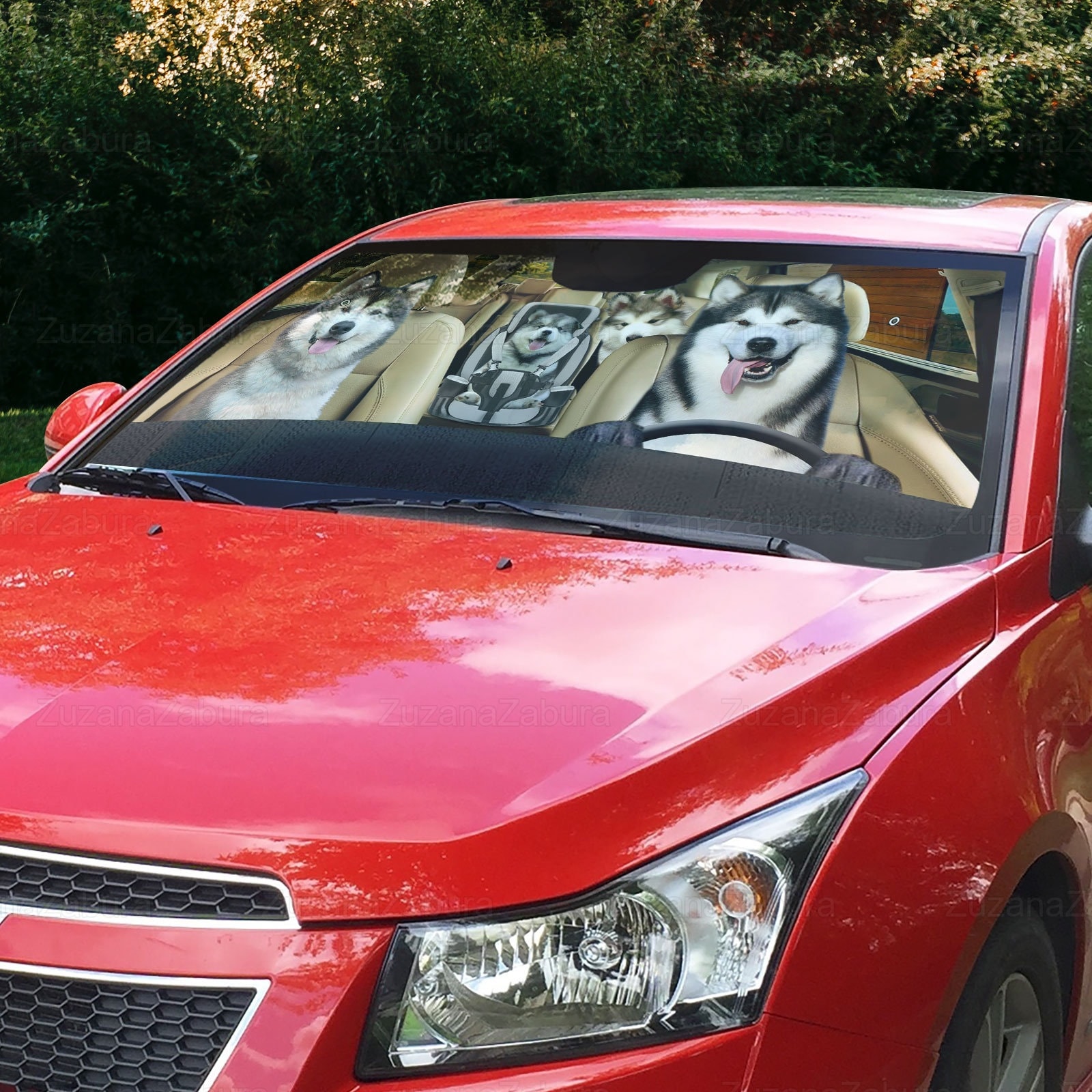 Husky Family Car Sunshade Husky Car Decoration Husky Auto - Etsy