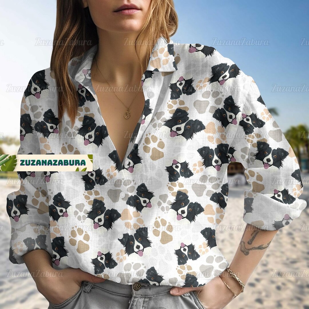 Border Collie Blouse Shirt, Border Collie Women Shirt, Border Collie ...