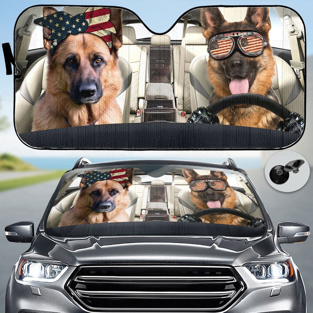German Shepherd Car Sunshade, Shepherd Gift, Dog Car Decoration, Car ...