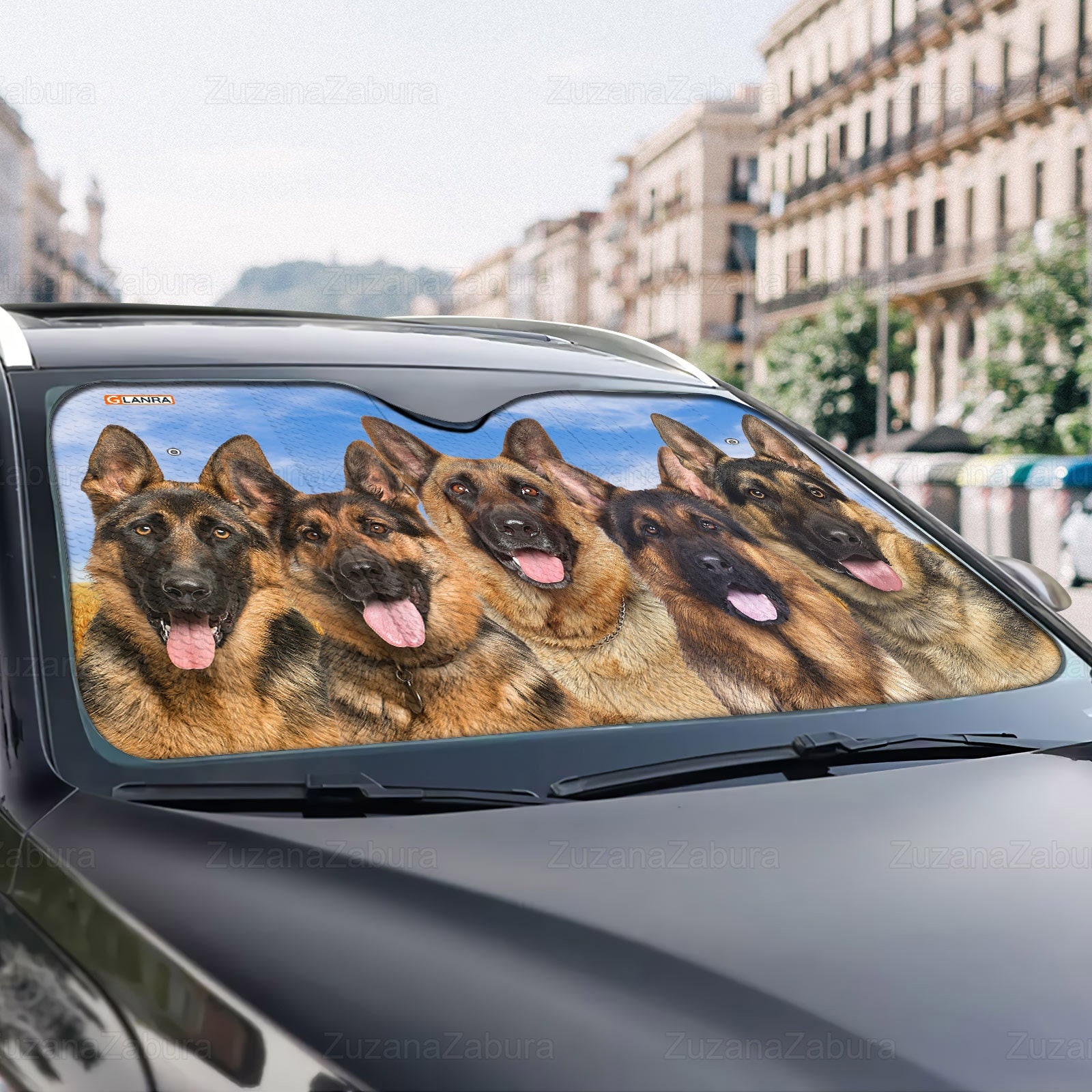 German Shepherd Family Car Sunshade, Funny German Shepherd Car ...