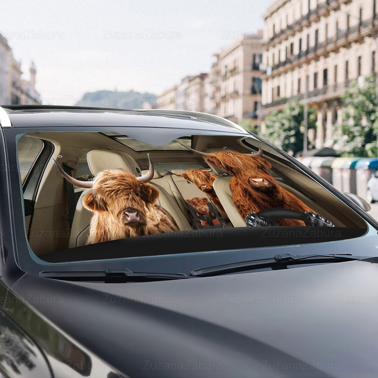 Highland Cow Car Sun Shade, Funny Cow Sunshade, Cow Car Windshield, Cow ...