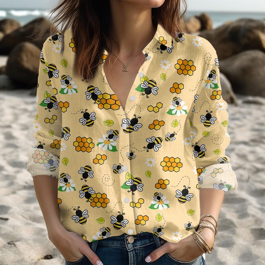 Bee Linen-lool Shirt, Bee Women Shirt, Bee Shirt Women, Bee Gift, Linen ...